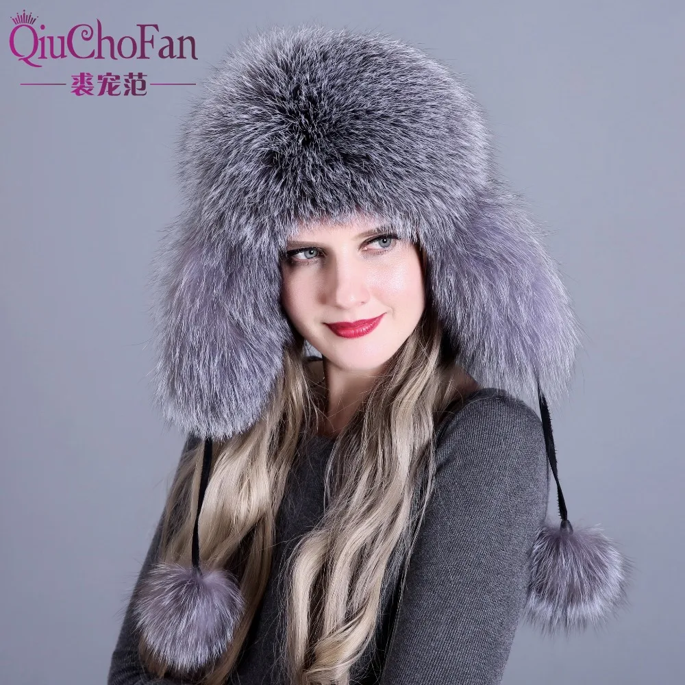Sombrero de piel de mapache Natural para mujer, gorros rusos Ushanka ...