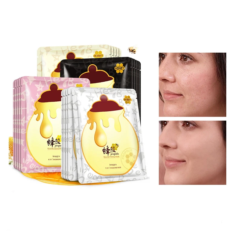 Images 1pcs Moisturizing Honey Facial Mask Nourish Skin Care Wrapped Mask Hydrating Oil Control