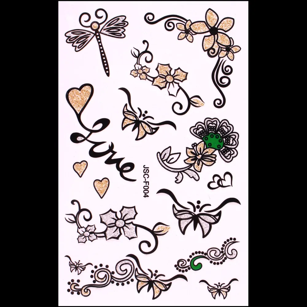 Waterproof Metallic Gold Silver Body Art Temporary Tattoo Sexy Flash Tattoos Sticker For Gold