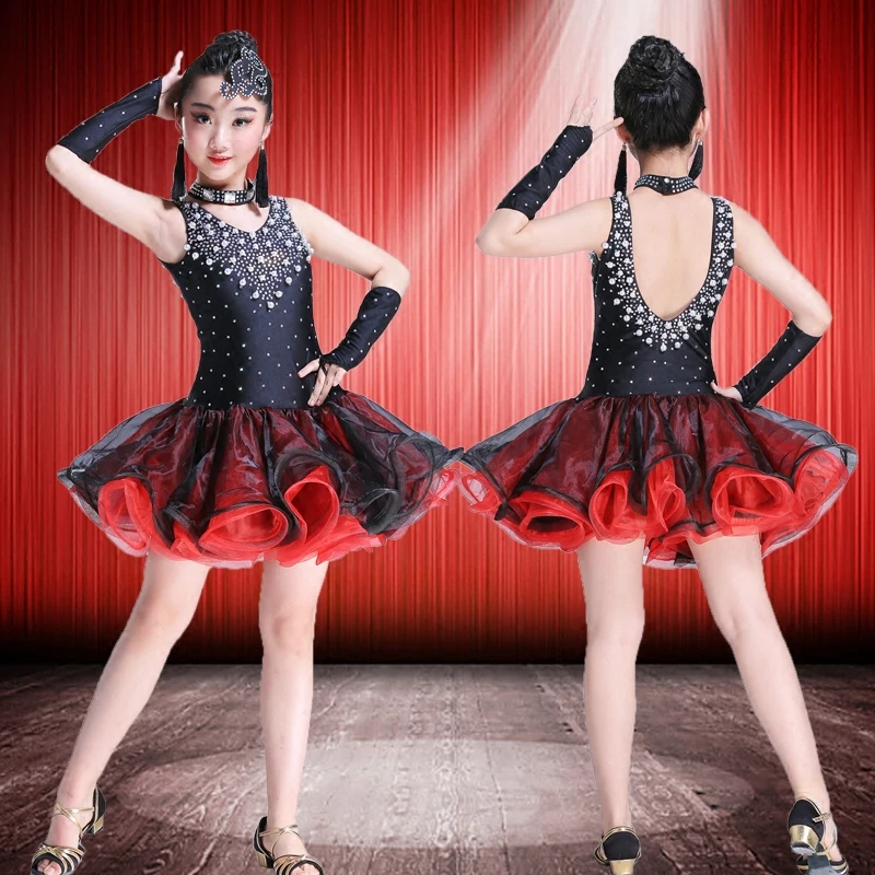High Quality Sexy Latin Dance Dress Girls Polyester Salsa Samba Tango