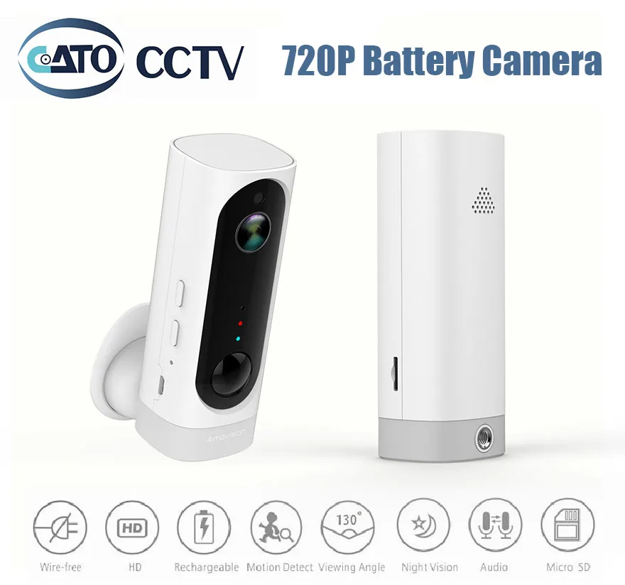 HD 720P Battery Wifi IP Camera wire free rechargeable Battery Camera ...