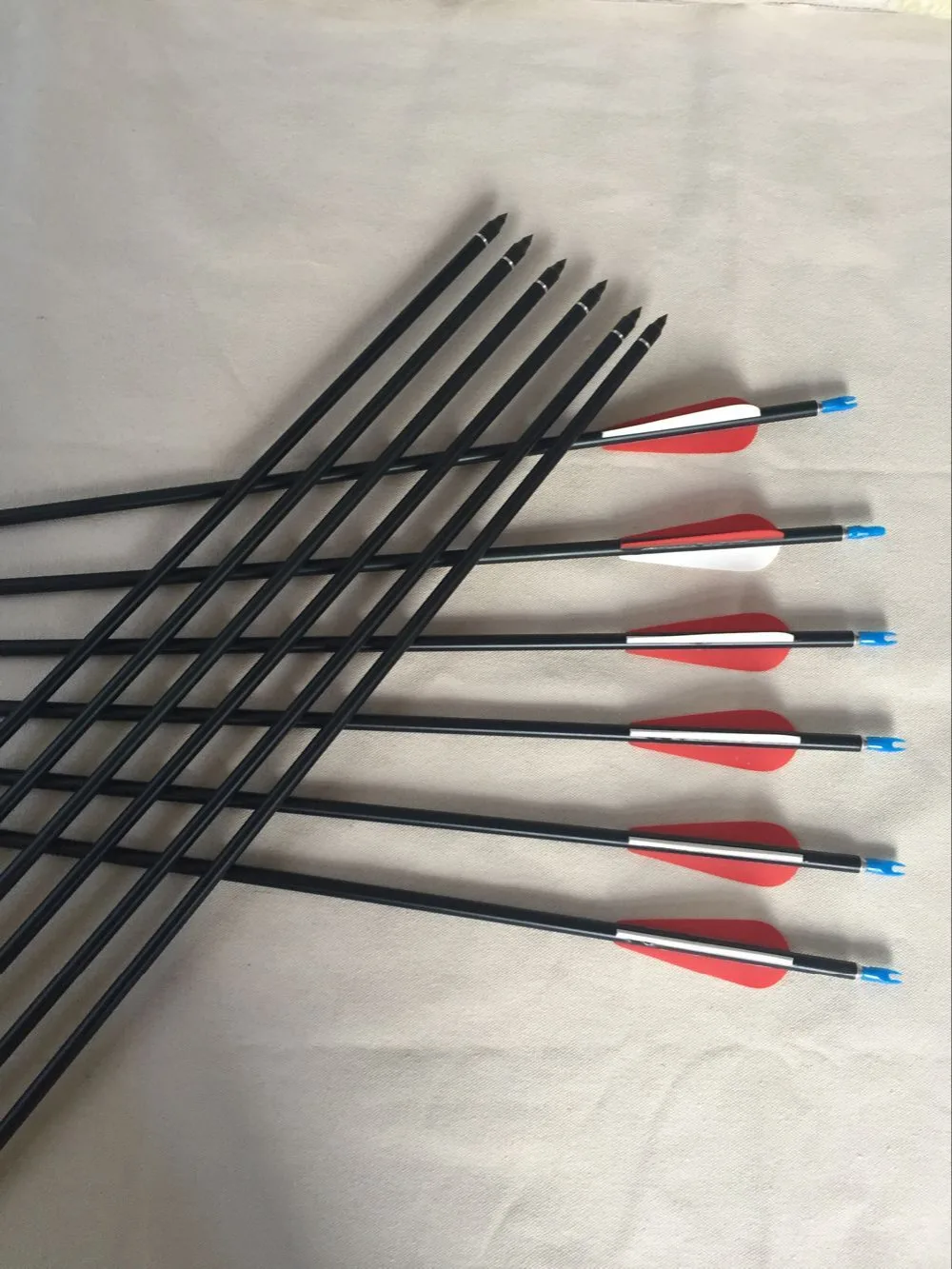12 Pcs 30" 1916 Aluminum arrow ID6.6mm OD7.6mm Spine550 with 3" plastic ...
