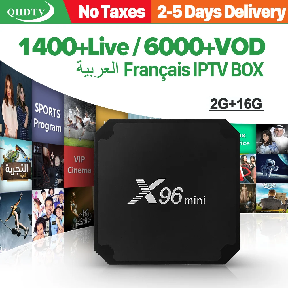 QHDTV 1 Year IPTV Box X96 Mini 2+16G Android 7.1 Arabic Belgium French ...