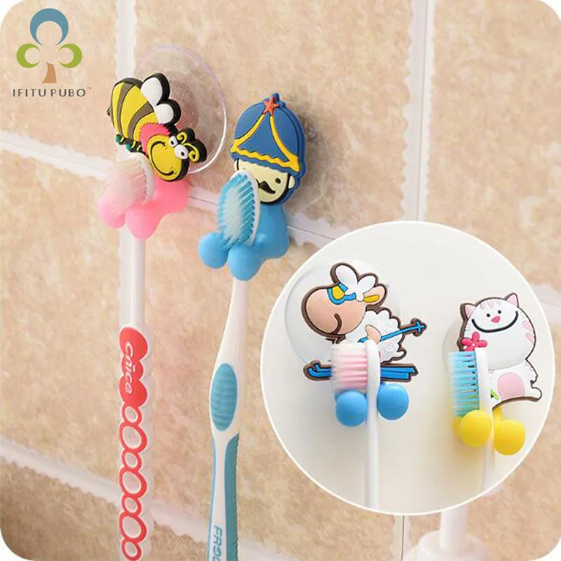 1pc Creative home Cute Cartoon silicone Toothbrush Holder Wall hanging ...