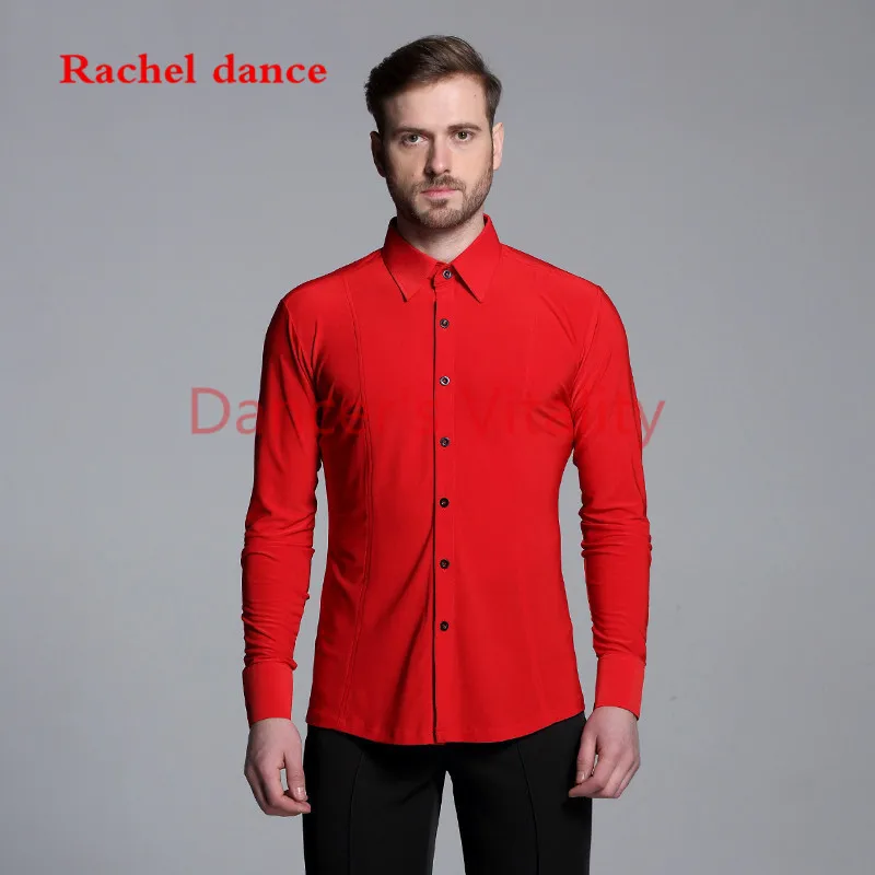 2017 New Short Sleeves Button Mens Latin Shirts Dance Top Ballroom ...
