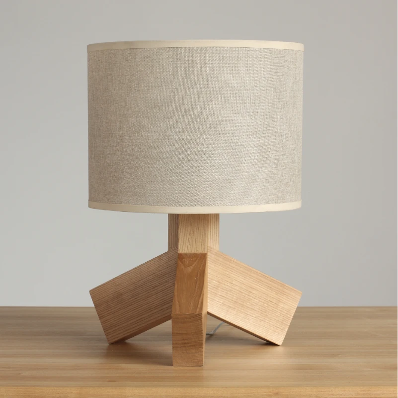 Modern table lamp wood light led light Cloth lamp shade Three legs lamp ...