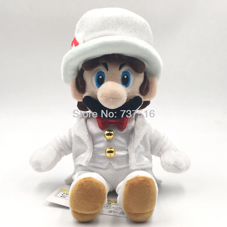 Super Mario Plush Mario Sitting Pose with White Dress Plush Soft Figure ...