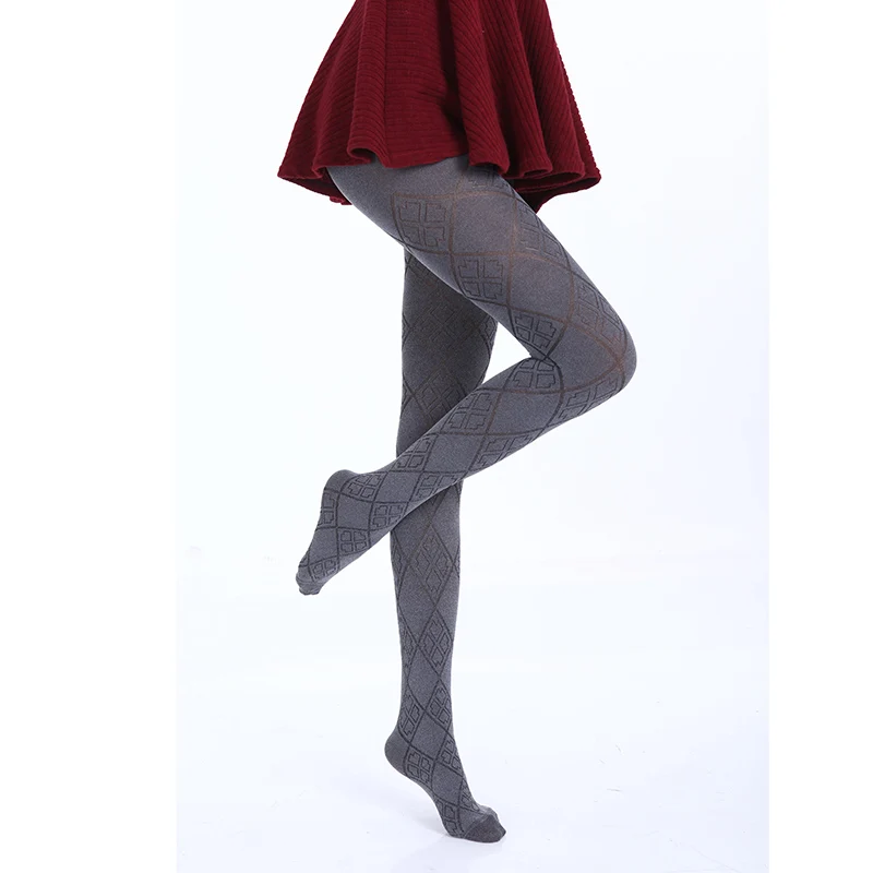 Hot Spring Autumn Tights 280 Denier Not Opaque Plaid Pattern Jacquard