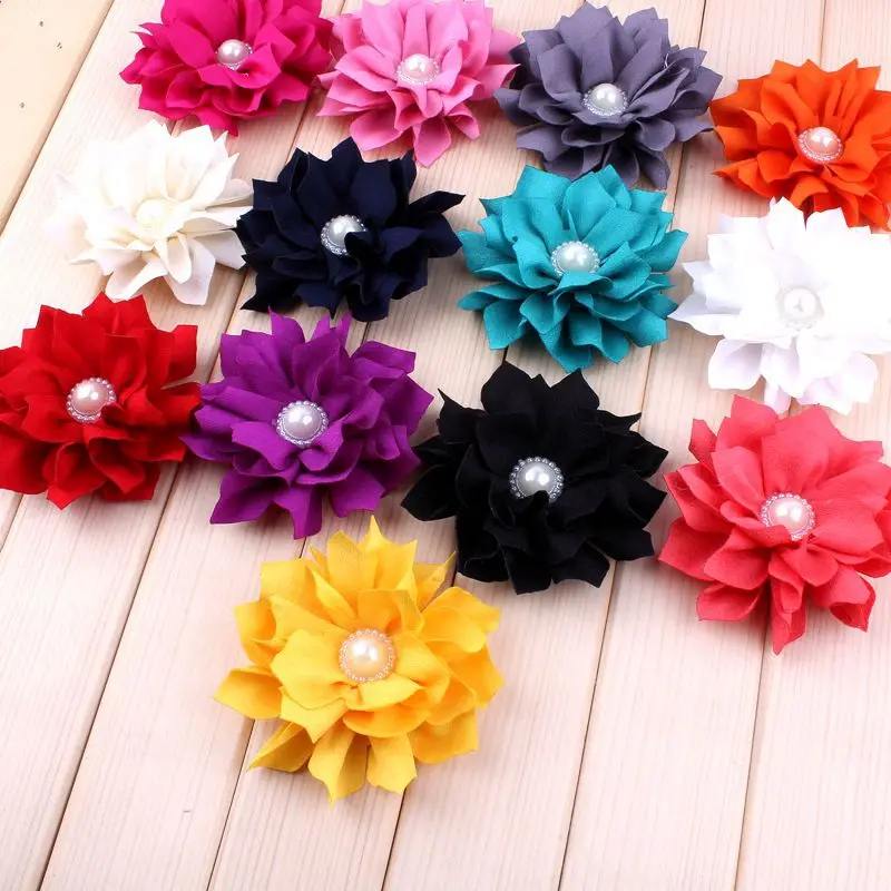 120pcs/lot 3.6" 13 Colors Hair Clips Fabric Flower Accessories For Kids ...