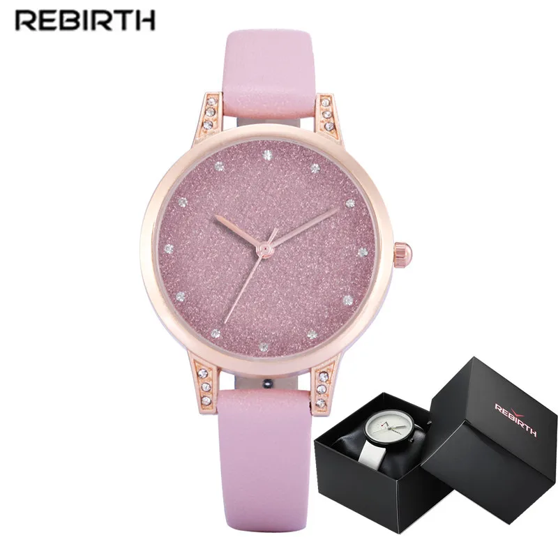 Watches New REBIRTH Luxury Brand Ultra Thin Full Genuine Leather Clock ...