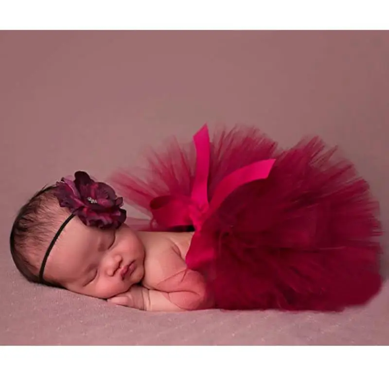 Newborn Baby Photography Props Infant Kids Tulle Tutu Skirt With Flower Newborn Baby Photography Props Infant Kids Tulle Tutu Skirt With Flower
