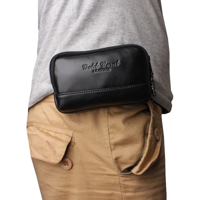 Men's Leather Pouch Bag With Pocket | semashow.com