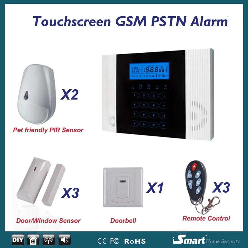 Free Shipping Wholesale Wireless PSTN GSM Alarm System 433MHz Home ...