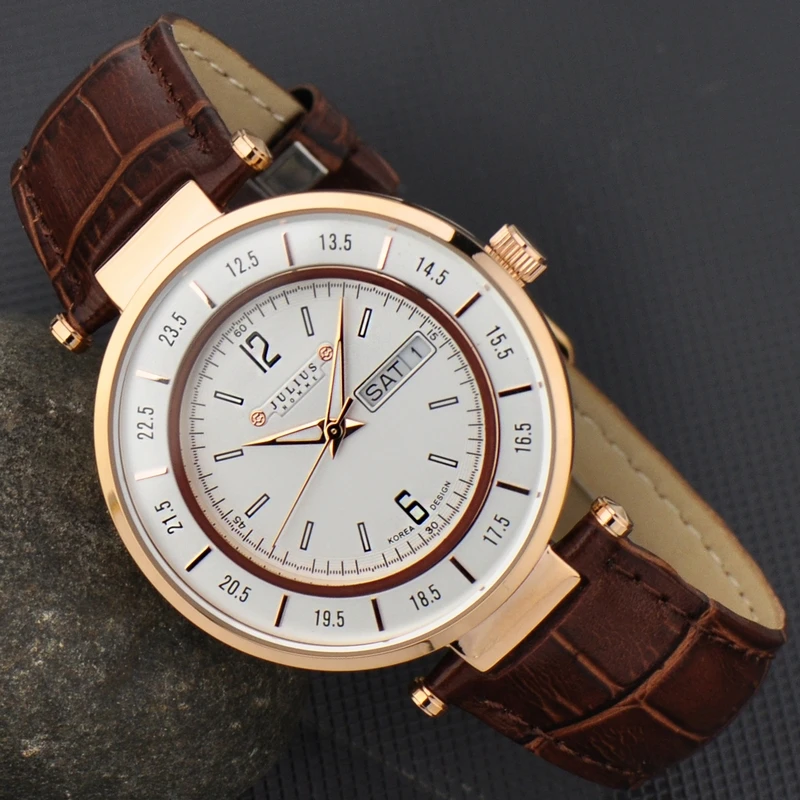 Auto Date Week Julius Homme Men's Watch Japan Quartz Hours Retro Clock ...