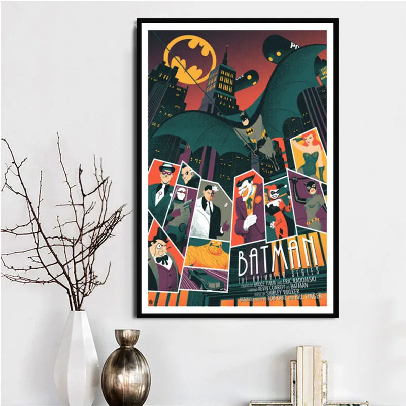 Canvas Painting Batman Animated Series DC Superhero Comic Book Collage ...