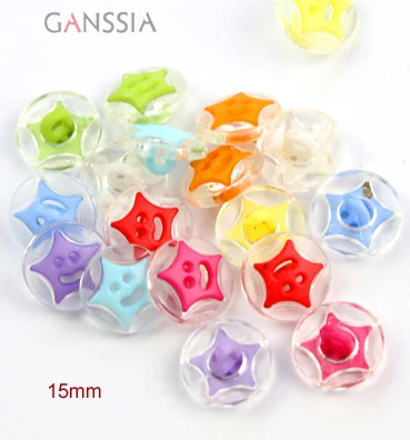 50pcs/lot Size:15mm Candy Color Plastic Button Bulk Buttons For Craft ...