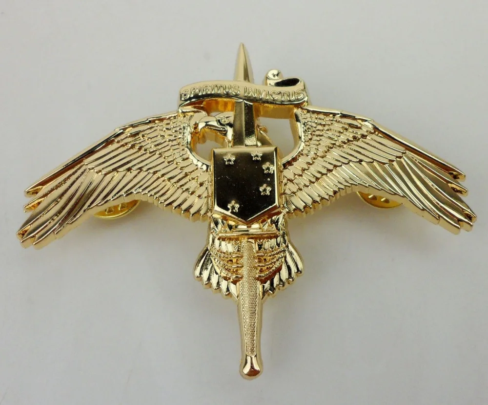 USMC MARINE RAIDERS BADGE INSIGNIA USMC MARSOC WINGS BADGE PIN GOLDEN ...