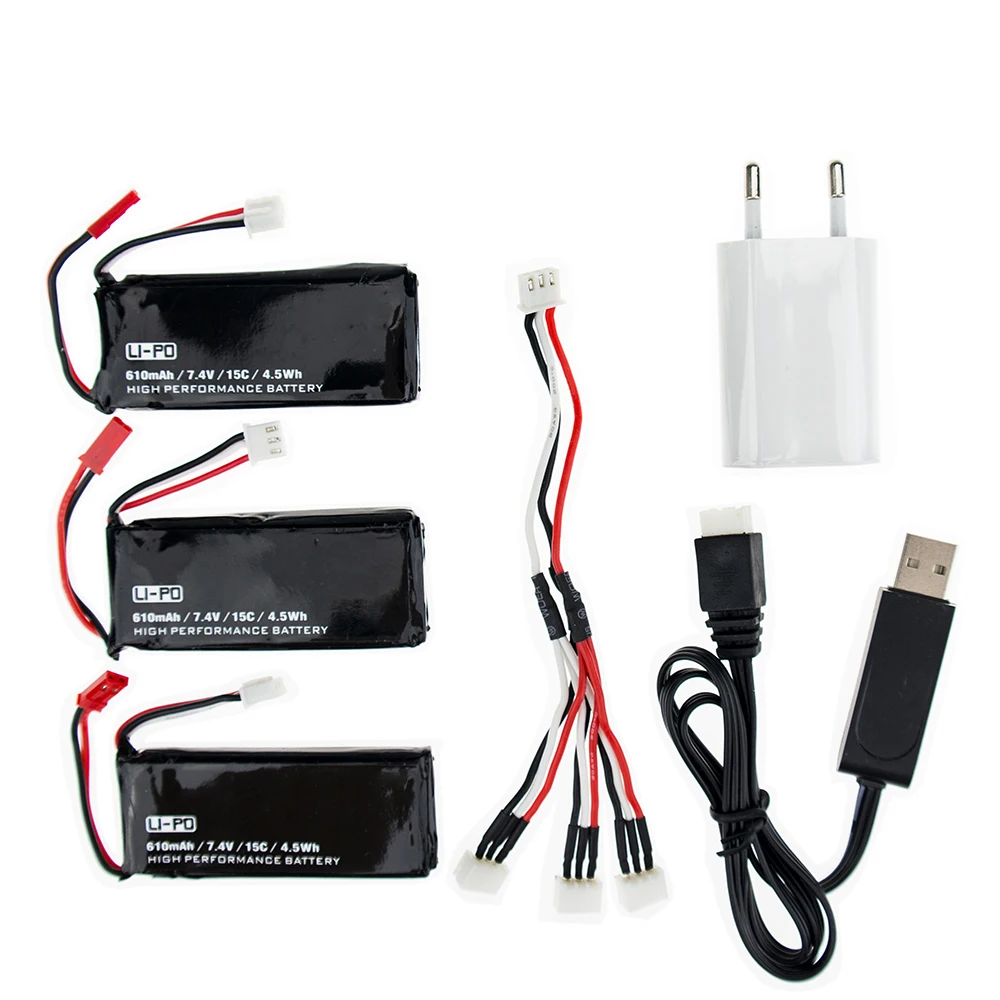 H502S 7.4V 610mAh lipo battery 15C 4.5Wh batteries and charger JST plug ...