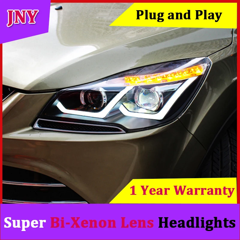 JNY Head Lamp Para Ford Escape Kuga 2013 2015 Faróis de Montagem Dupla ...