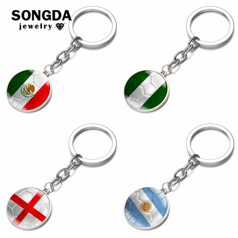 World Football Match Nationl Flag Keychain Mexico Argentina Nigeria ...