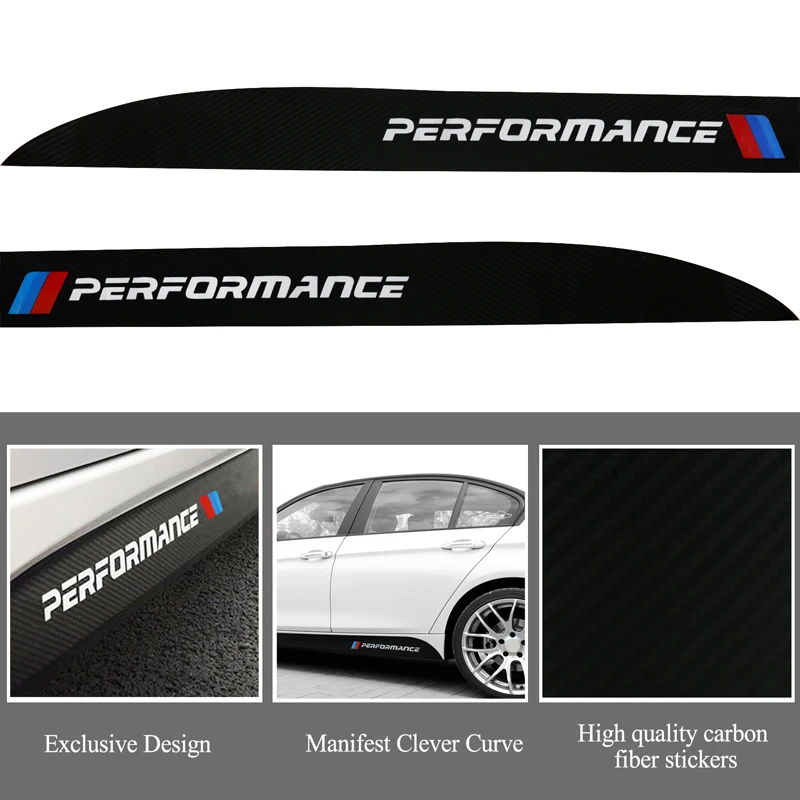 2x Car Styling M Performance Side Skirt Sills Stickers Carbon Fiber ...