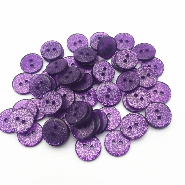 Buttons Purple And Silver Glitter