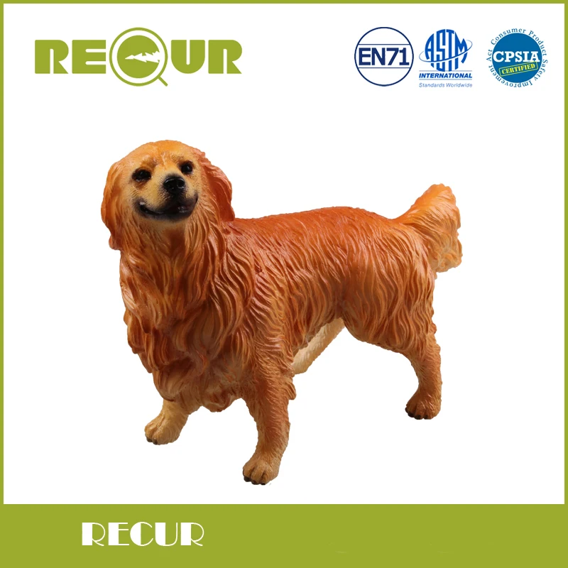 Recur Dog Toy Golden Retriever Simulation Model Hand Painted Soft PVC ...