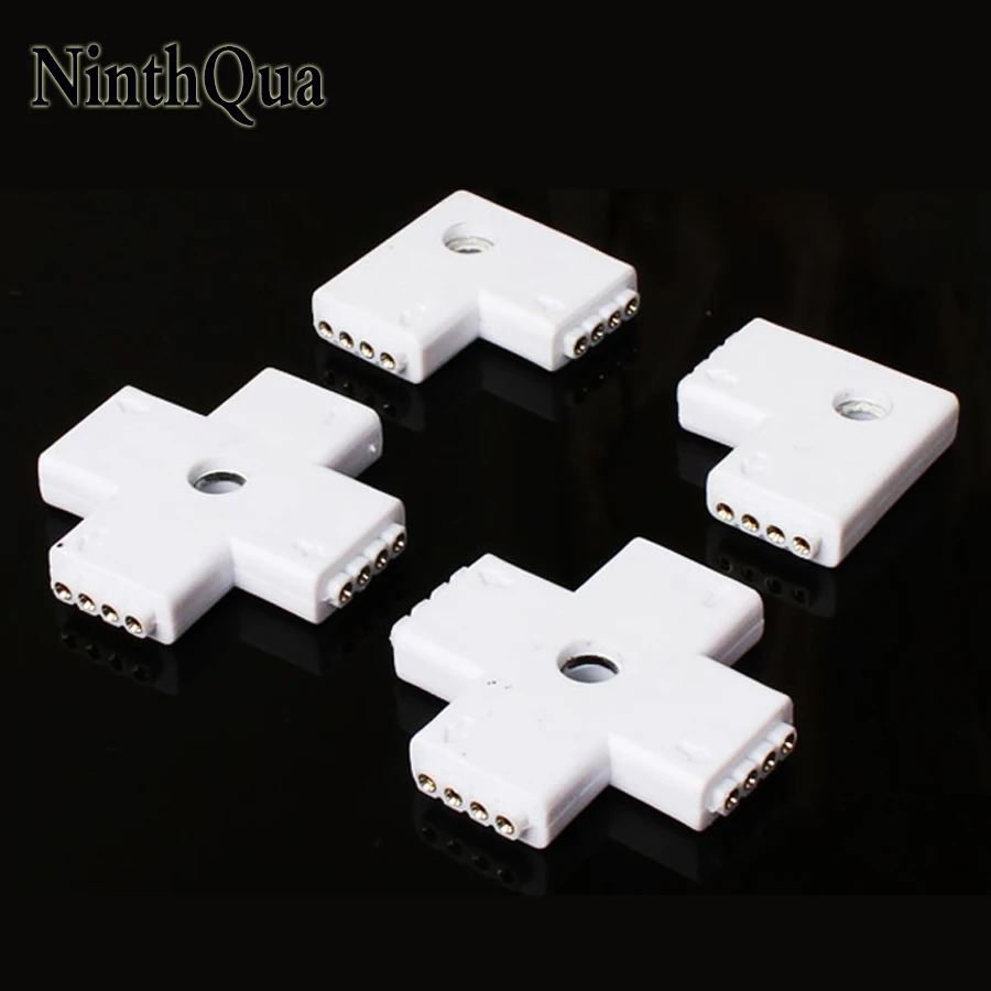 2pcs 4pin Led Quick Connector 90 Degrees L T X Shape Corner Adapter For 5050 Rgb Colorful Strip ...