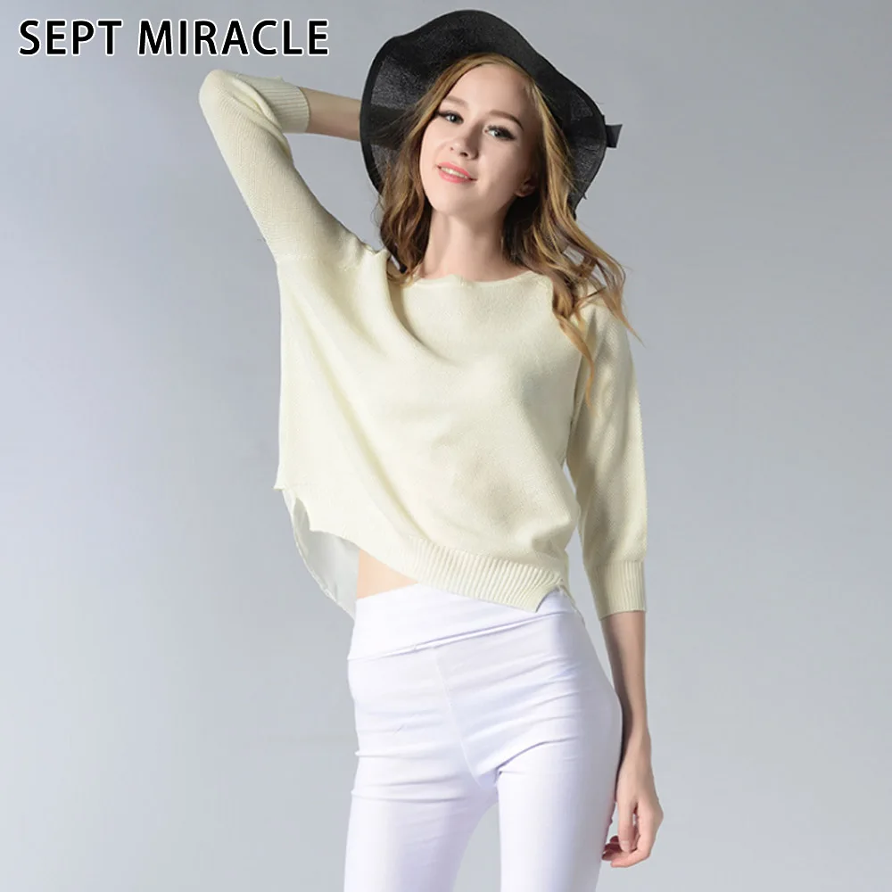 SEPT MIRACLE Women Sweater Pullovers Solid Casual Fashion Sexy Warm ...