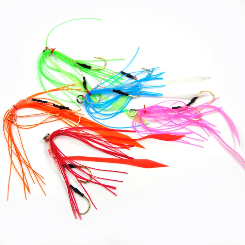 10PCS New Random color Silicone Skirt Jig Replacement Twin Hook Slider ...