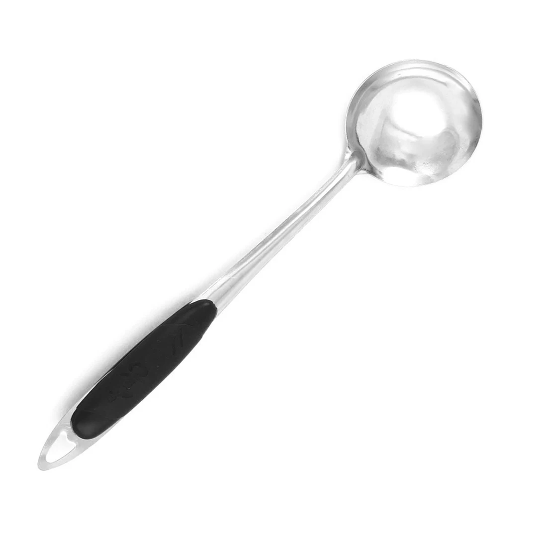Home Kitchen Plastic with nonslip handle Stainless steel ladle black ...