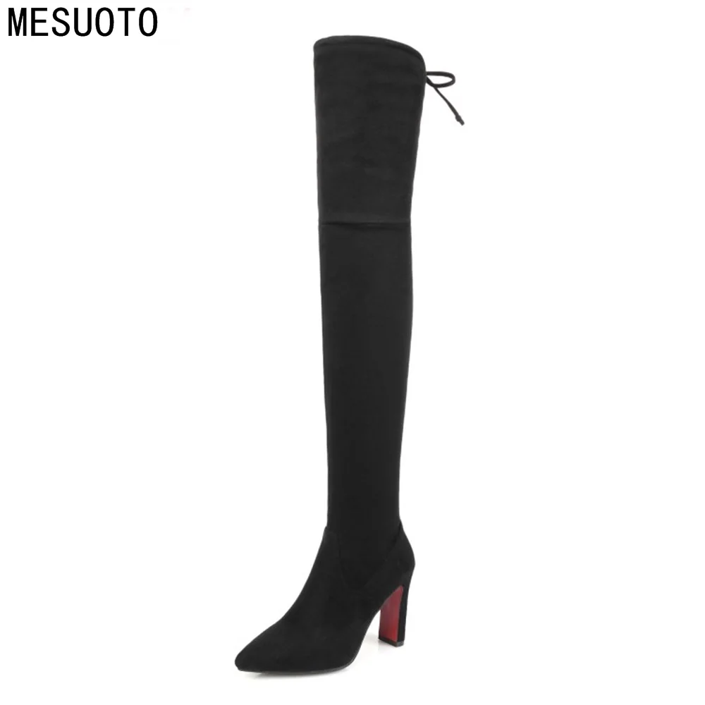 MESUOTO Quality Suede Nubuck Slim Over Knee High Boot Spring Autumn ...