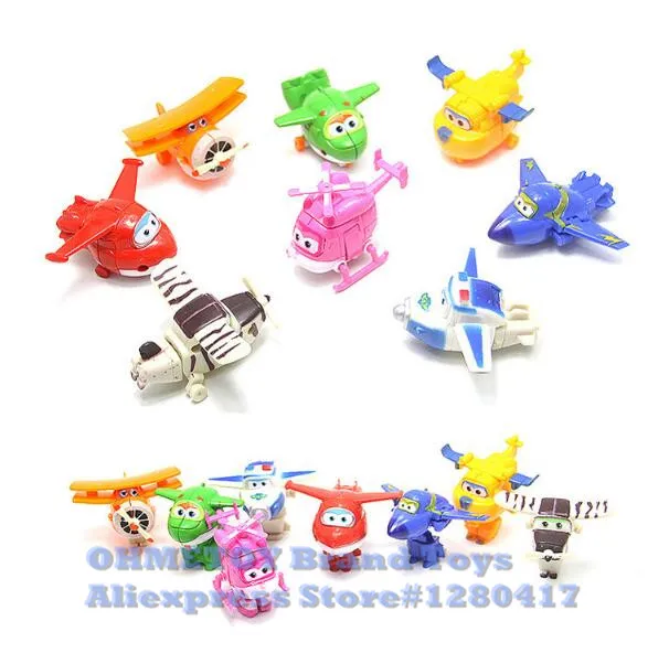 New 8pcs Planes Cake Topper Airplane Toy Model Action Figure Deformed ...