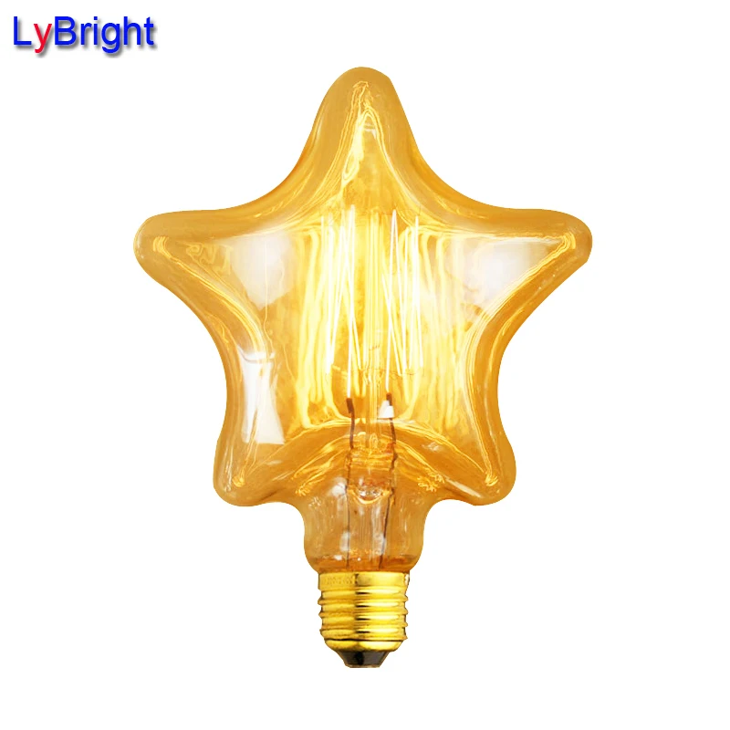 E27 Star Shape Edison Bulb AC 220V Decorative Tungsten Bulbs For Living ...