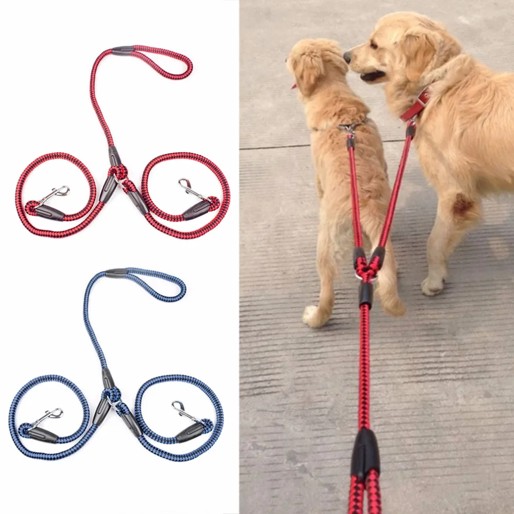 Nylon Ribbon Double Dog Leash One Drag Braided Tangle For Walking ...