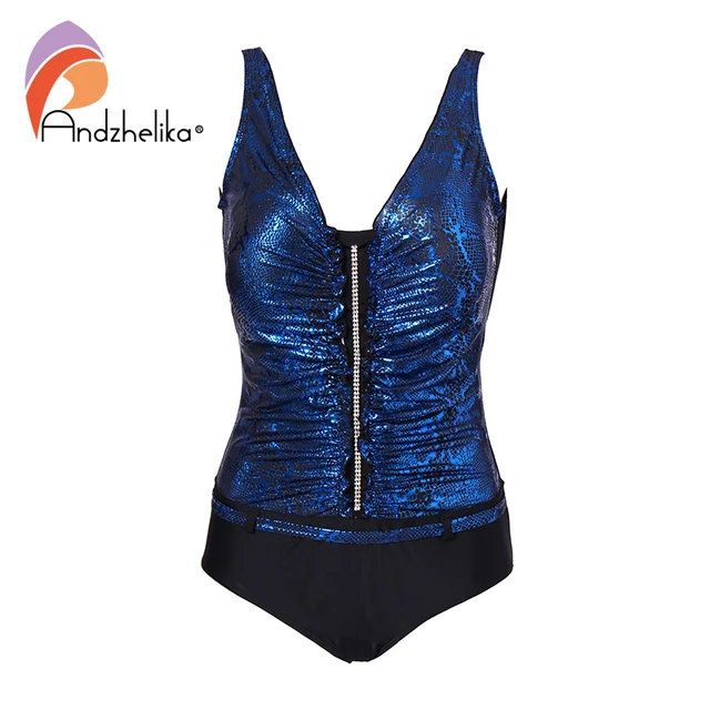 Andzhelika Plus Size Swimwear Women New Sexy Leopard One Piece Swimsuit