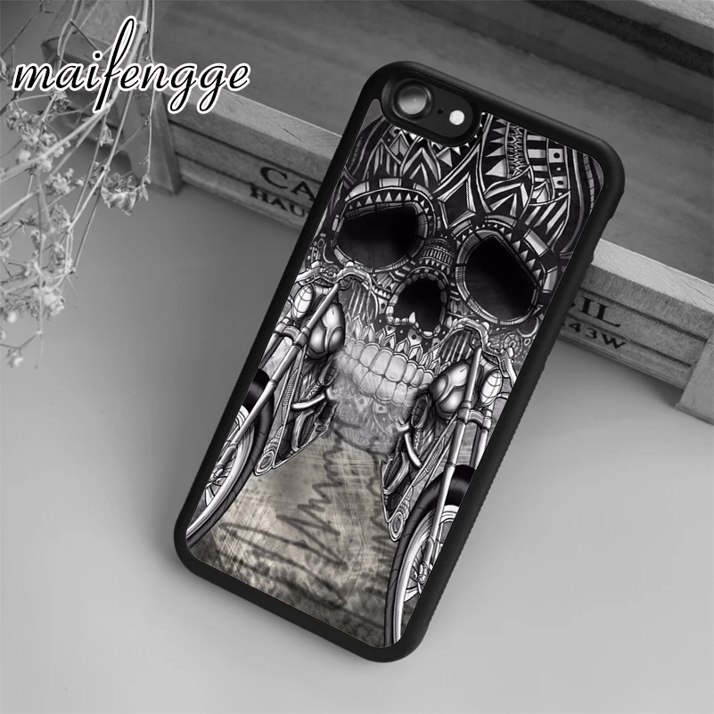maifengge Motorbike biker chopper skull tatto Case For iPhone 14 5 6 7 ...