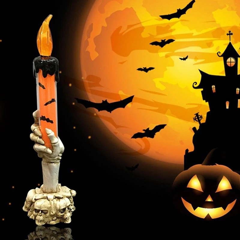 Halloween Skeleton Ghost Hand candle Flameless Electronic Wedding ...