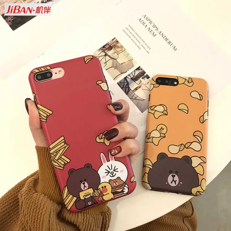 JIBAN cartoon potato chips bear rabbit Phone Case for iphone 7plus 8 x ...