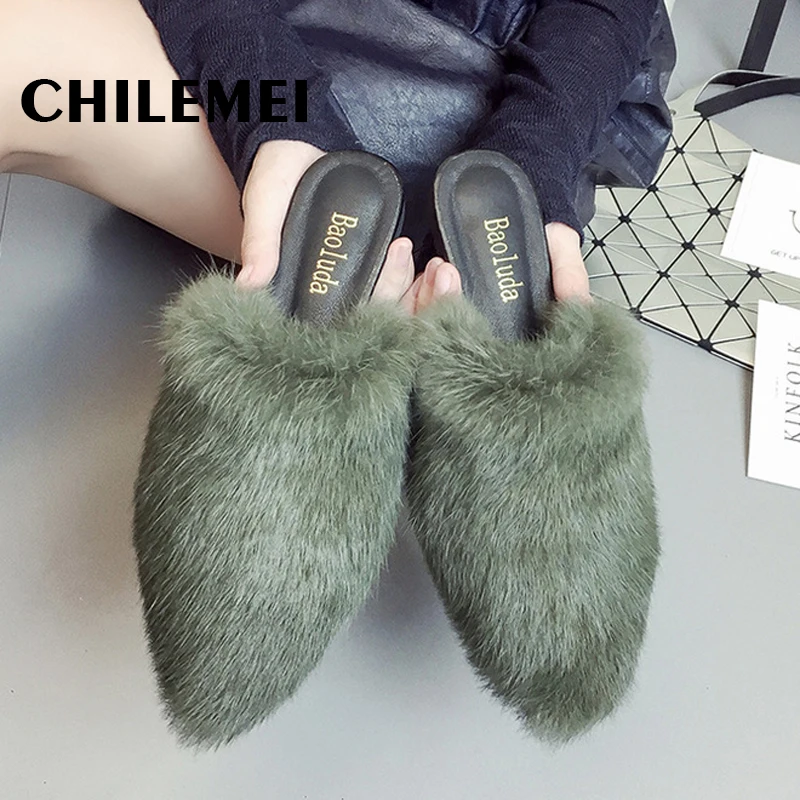 2017 Super Cute Us Style Furry Slipper Women In House Shoes Millffy Fluffy Fluff Summer Slippers