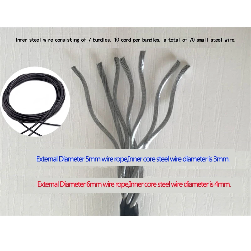 Diameter 5mm Steel Wire Rope Fitness Equipment Accessories Strength ...