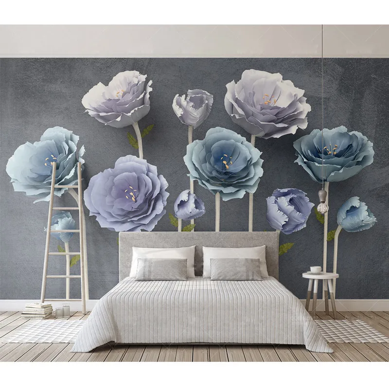Moderno 3D Wall Paper Stickers Stereoscopic Flower Photo Wallpaper ...