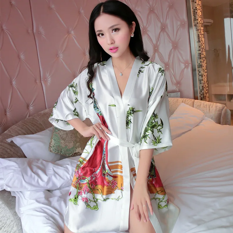 New Arrival Chinese Women Summer Silk Sleepwear Sexy Mini Robe Dress ...