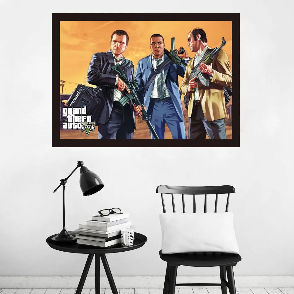 Grand Theft Auto 5 Wall Canvas Prints GTA5 Three Brothers Michael ...