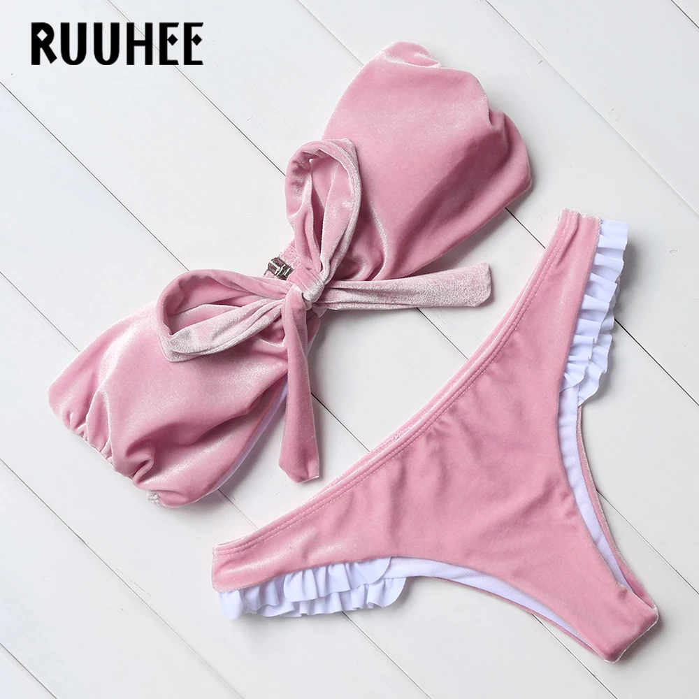 Ruuhee 2017 New Design Bow Tie Swimwear Women Bathing Suit Push Up