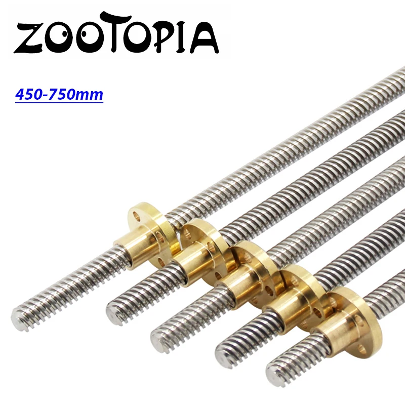 Extra Lange T8 Edelstahl Trapezgewinde 8mm 450mm 500mm spindel Stahlstange Für 3d drucker CNC ...