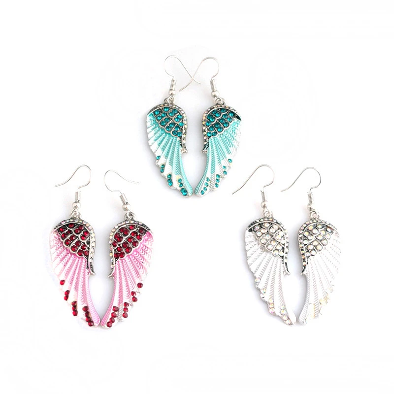 Fashion Romantic Blue White Pink Color Charm Angel Wings Earring For ...