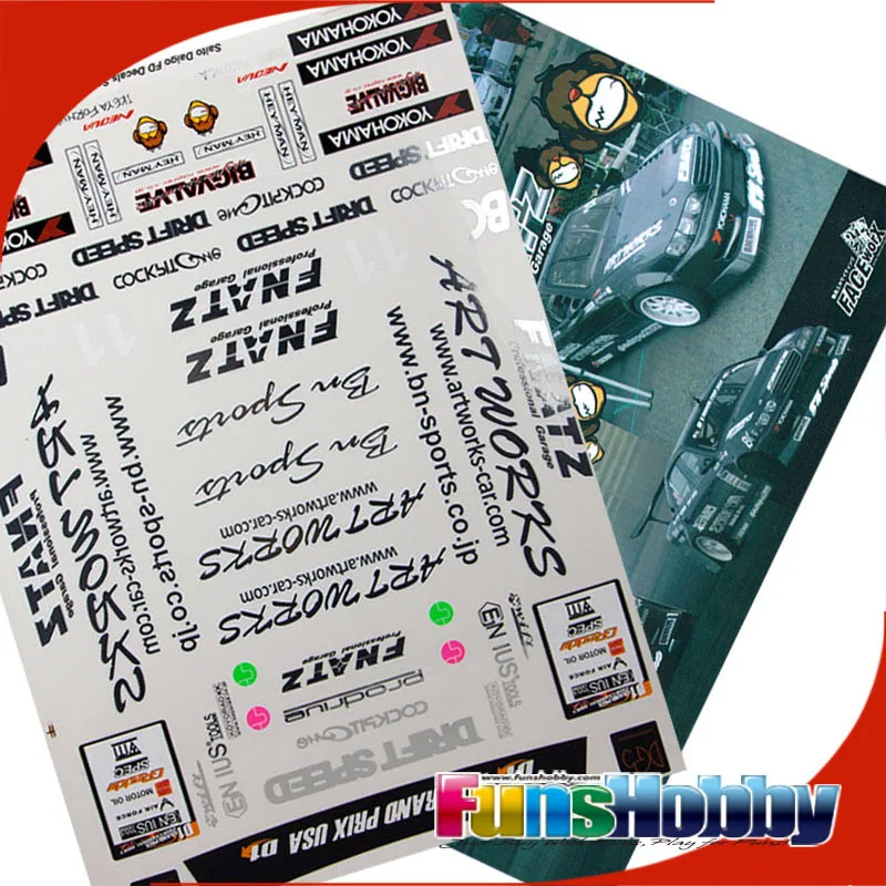 FACEWORX 1/10 RC Model Car On Road Drift Tamiya Serpent Decal Sticker ...