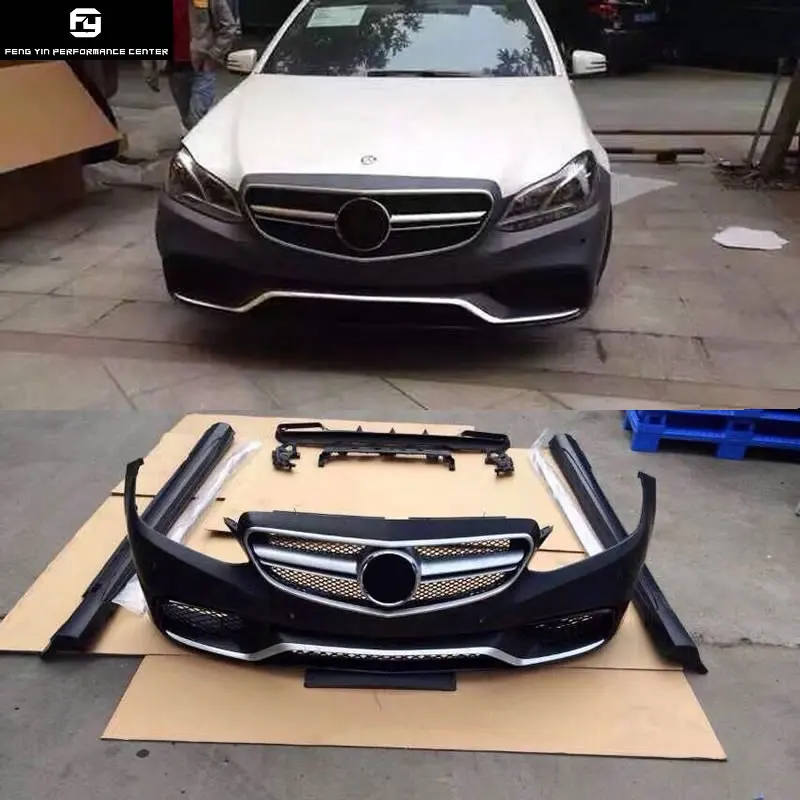 W212 E63 AMG комплект кузова автомобиля FRP Неокрашенный передний бампер задний диффузор боковые ...