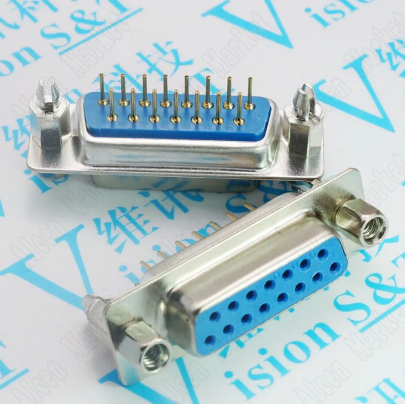 100pcs/lot DP15 Double Row Female Socket 15 pin DB15 Hole Gold plated ...